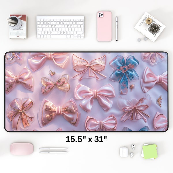 Pink Bow Desk Mat - Etsy