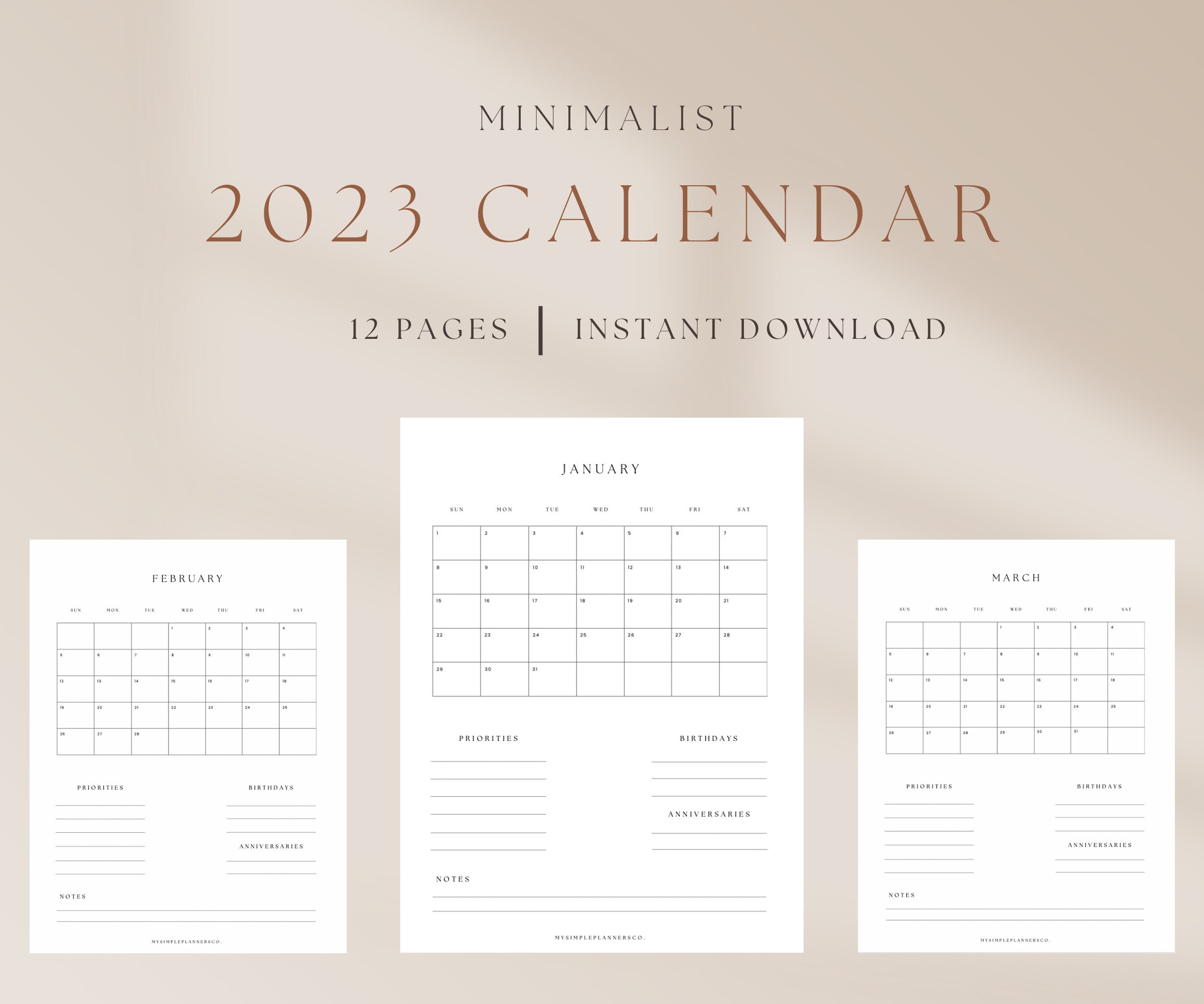 2023 Yearly Calendar Minimalist ADHD Printable Planner Life - Etsy Ireland