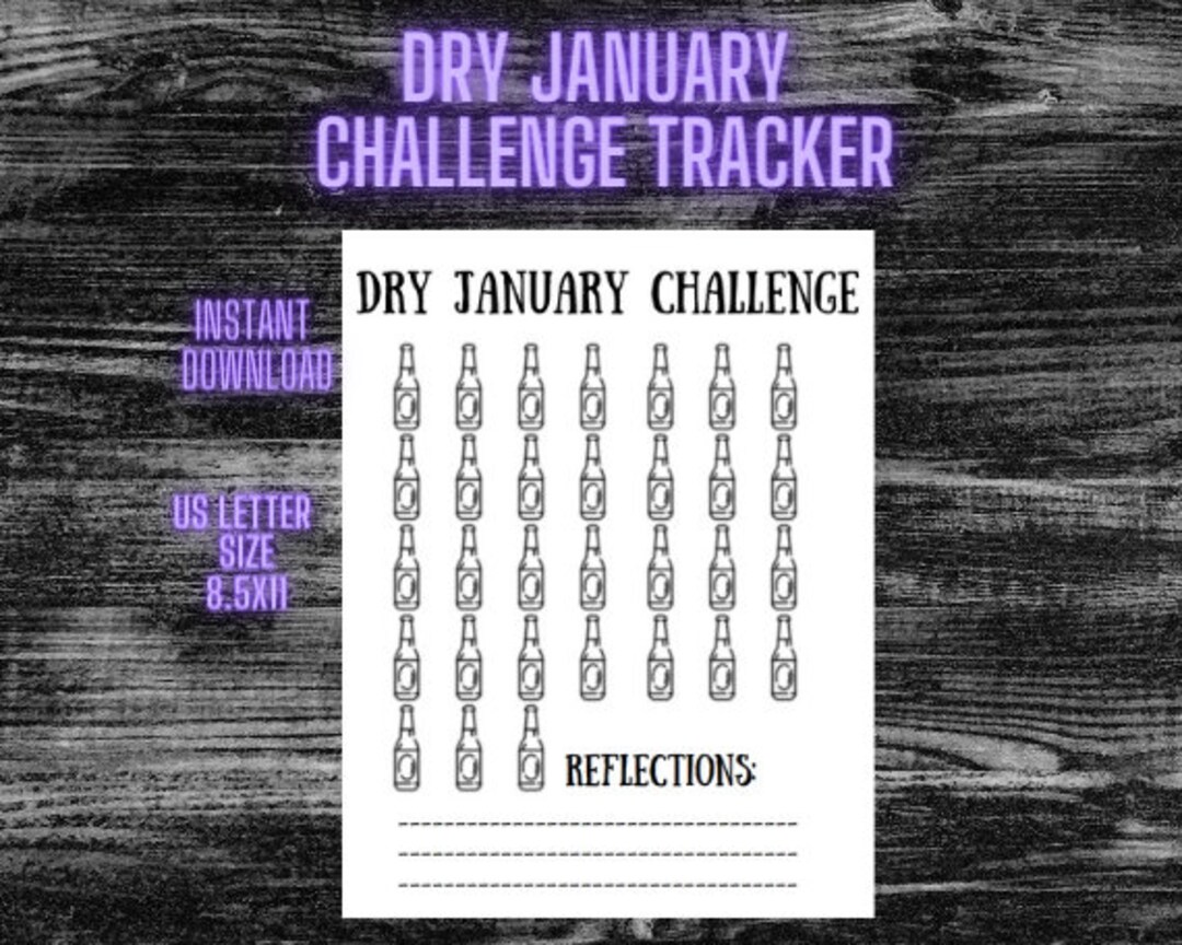 Dry January Tracker Printable Planner Calendar New Year - Etsy
