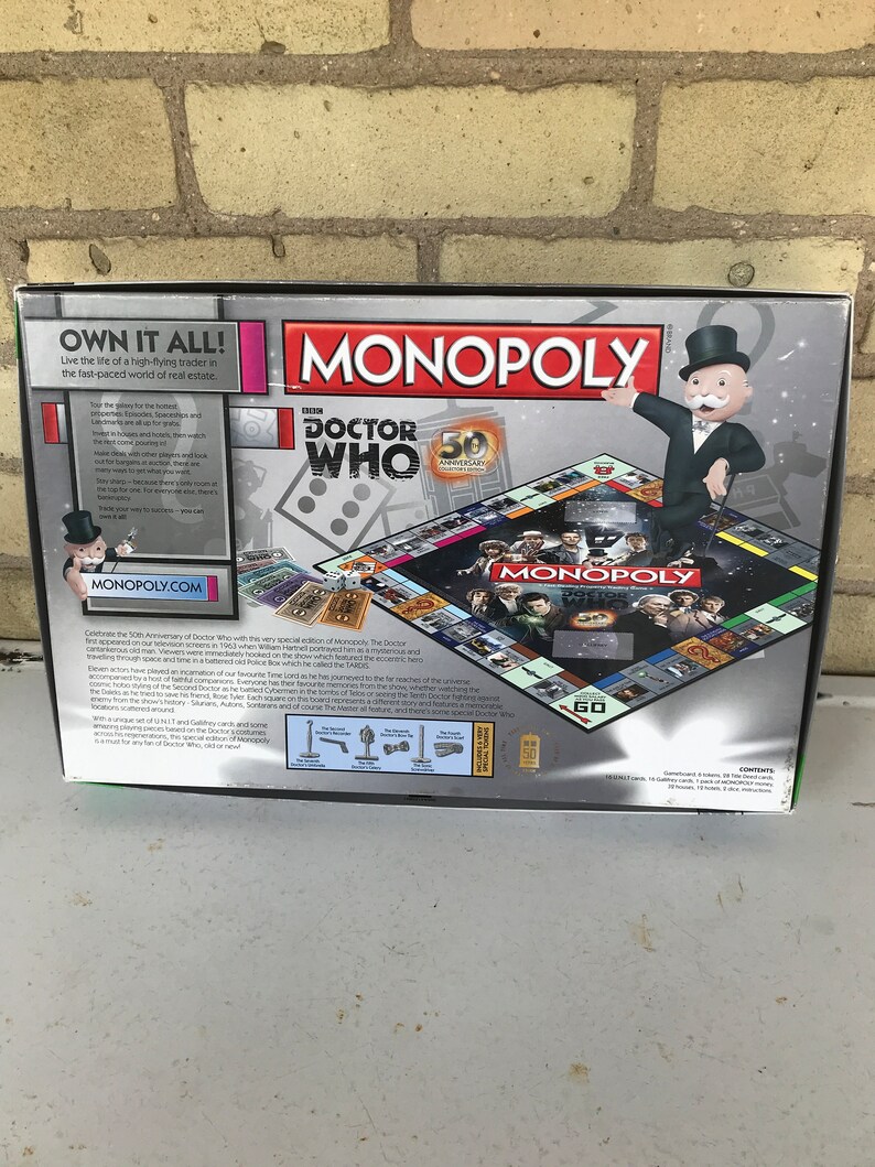Doctor Who Monopoly 50th Anniversary Edition Complete Set - Etsy