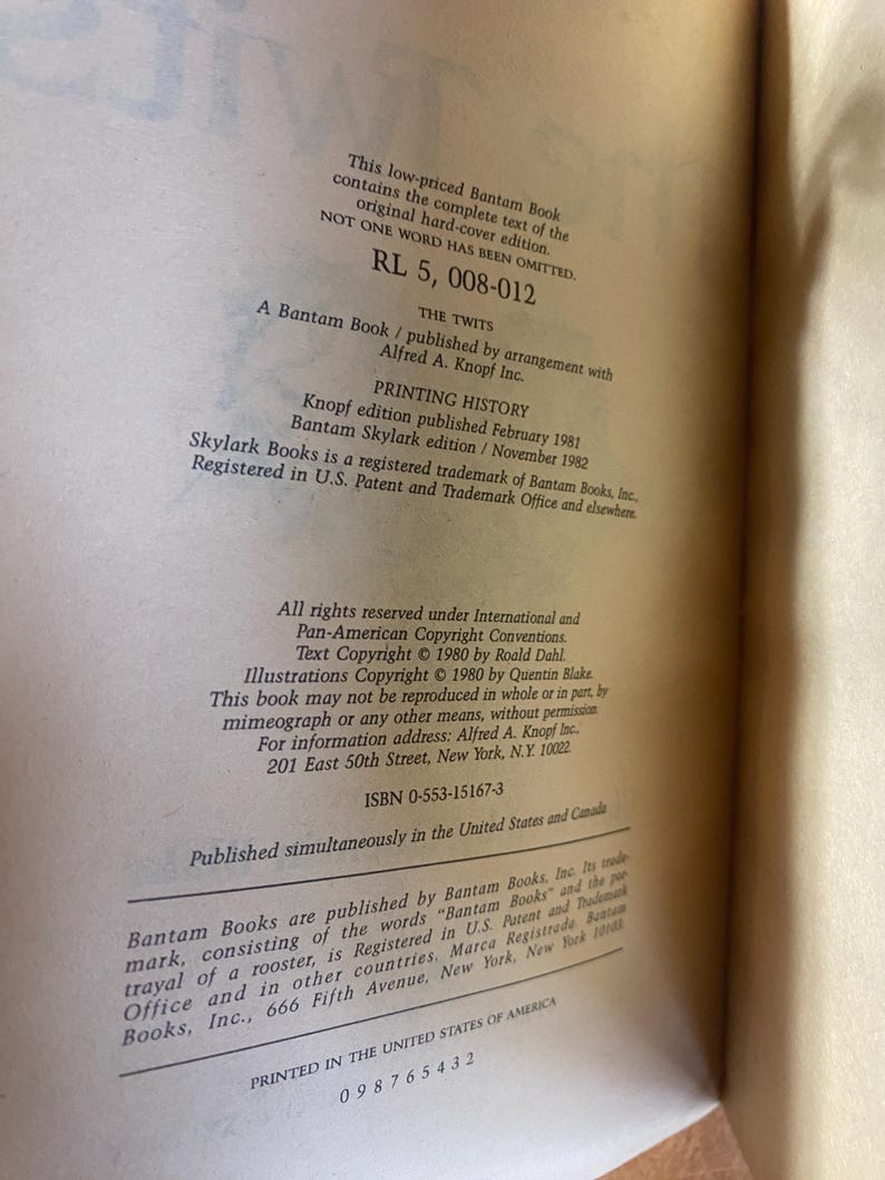 The Twits by Roald Dahl Retro 1980's Softcover Edition - Etsy