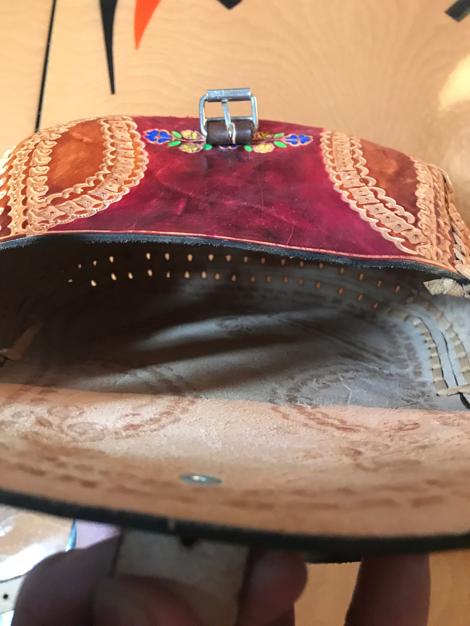 Retro Boho Hand Tooled Leather Cross Body Bag - Etsy