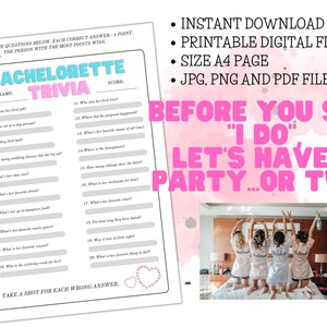 Bachelorette Trivia | Bachelorette Questionnaire | Bachelorette Party ...