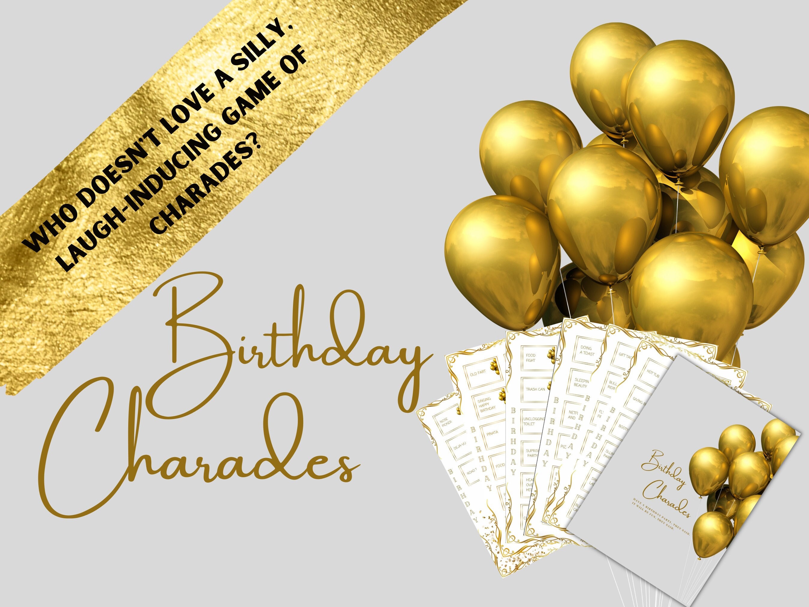 Birthday Charades | Party Game | Adult Party | Party Charades ...