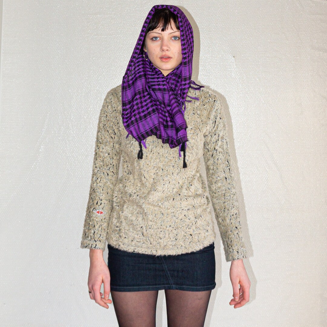 Y2k Vintage Avril Lavigne Checkered Scarf in Black & Purple - Etsy