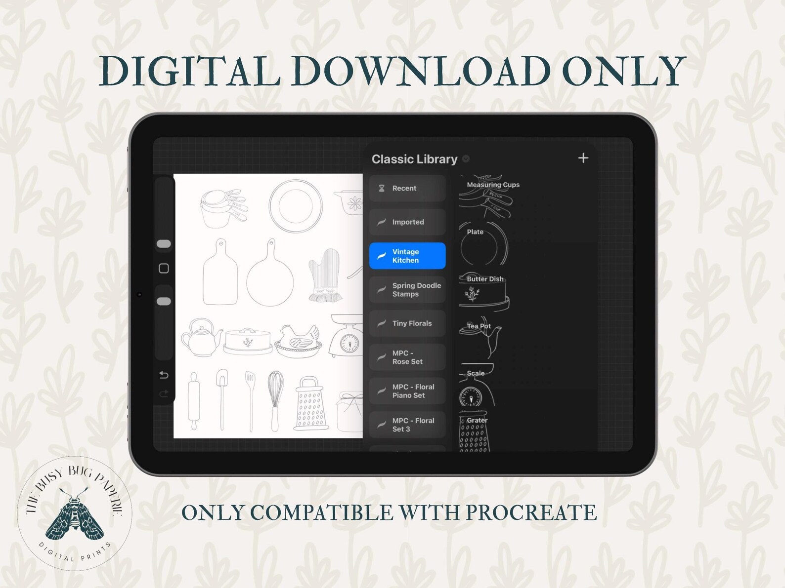 Vintage Kitchen Procreate Stamps | Cottagecore Cooking Clipart ...