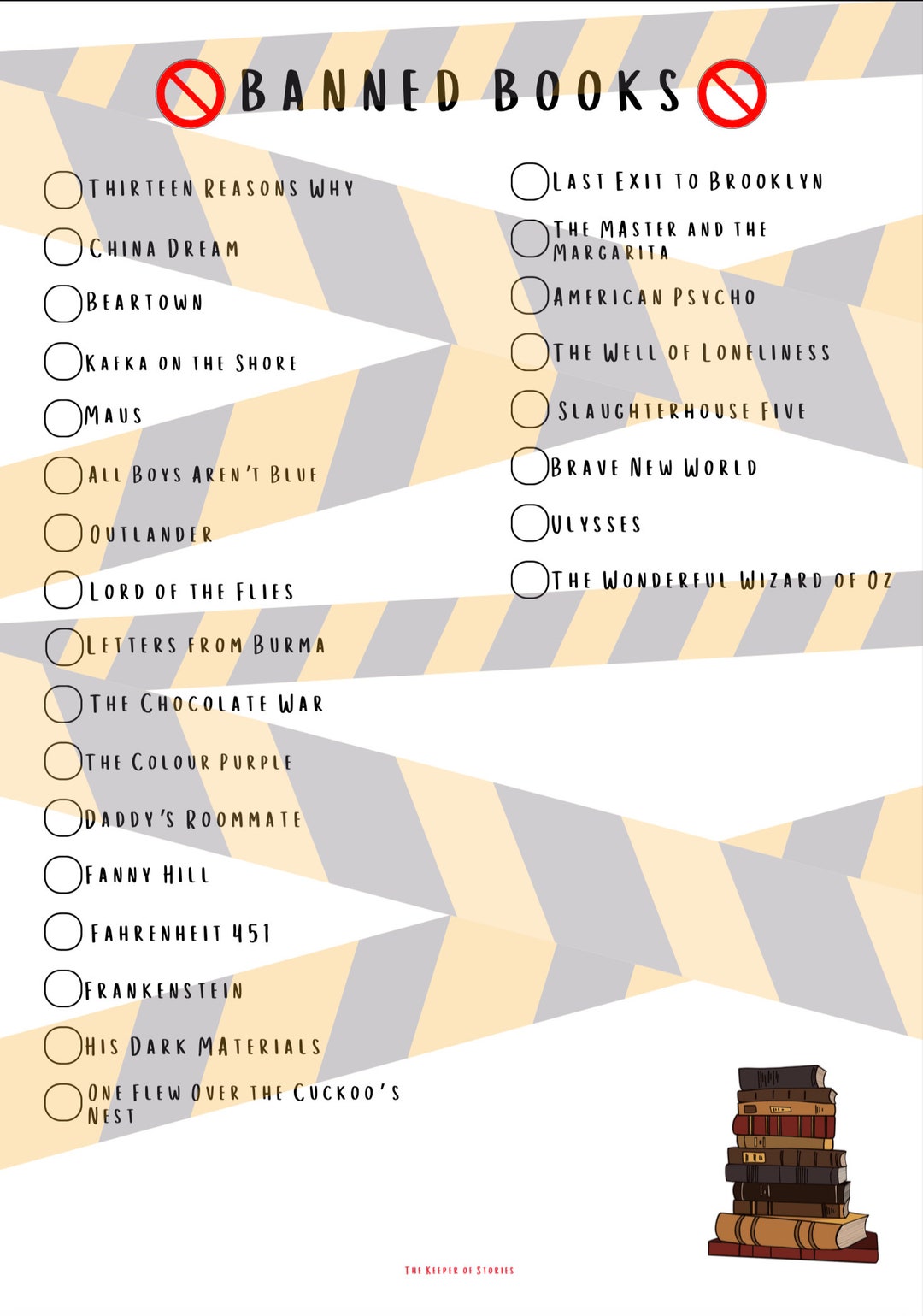 Banned Books List Digital Download PDF Reading Challenge - Etsy