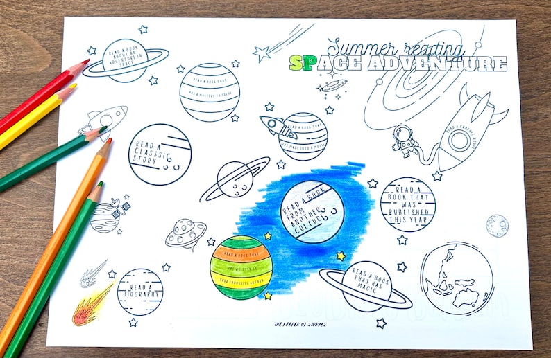 Childrens Space-themed Reading Colouring Challenge for - Etsy