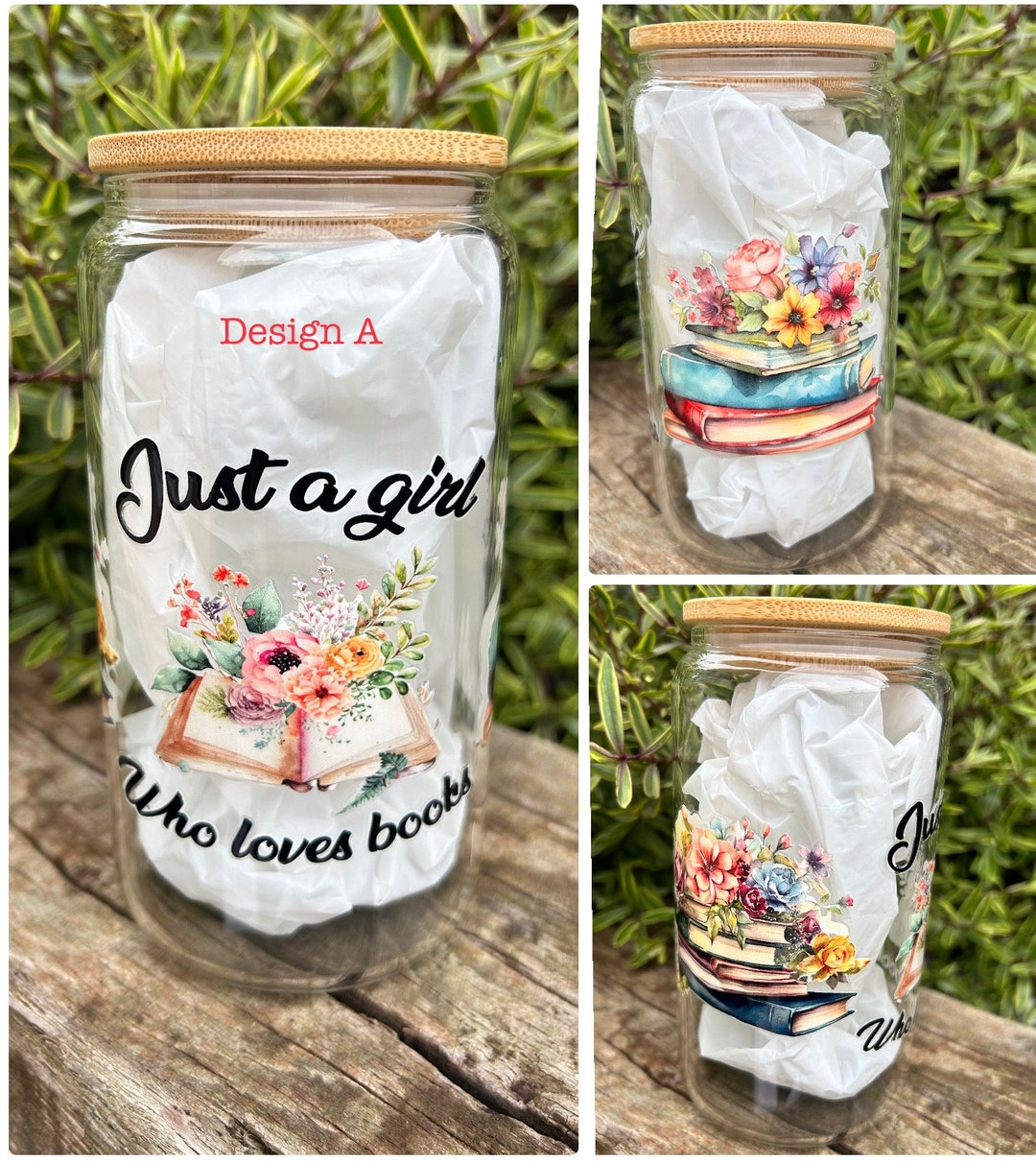 Readers Glass Can With Bamboo Lid and Straw, Bookish, Reading - Etsy