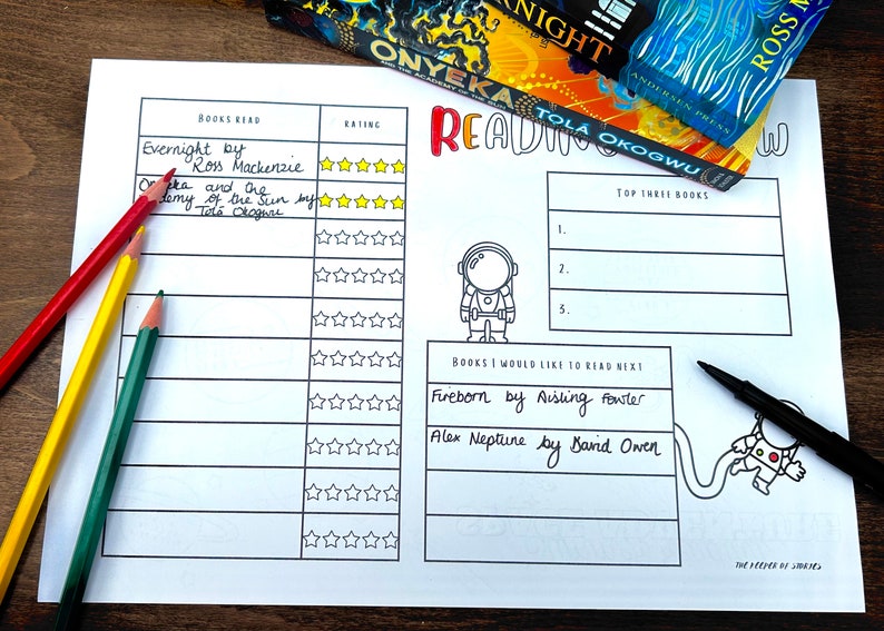 Childrens Space-themed Reading Colouring Challenge for - Etsy