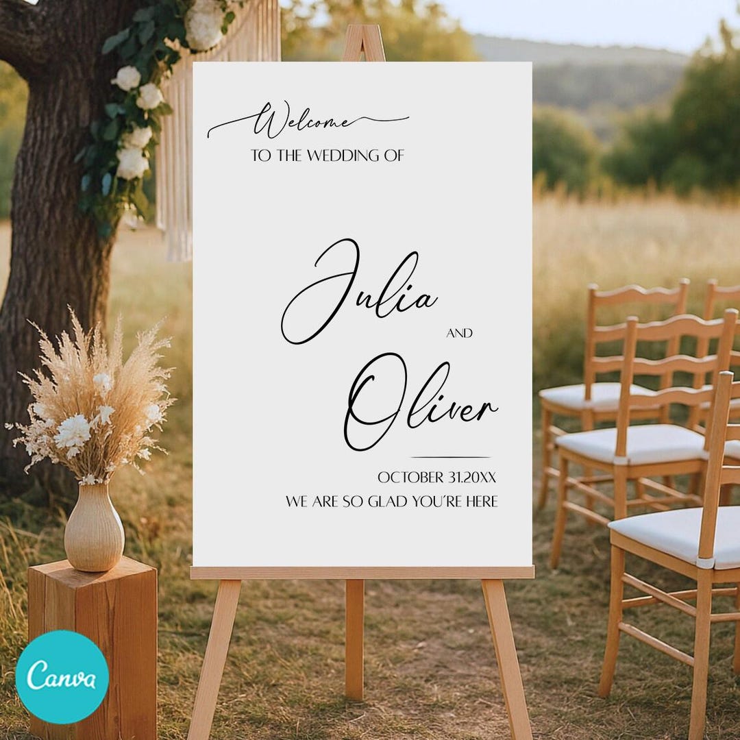 Minimalist Wedding Welcome Sign Template, Elegant Printable (digital ...
