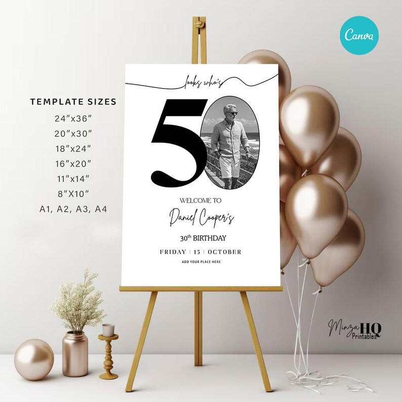 50th Birthday Photo Collage – Editable Party Sign (digital Download ...