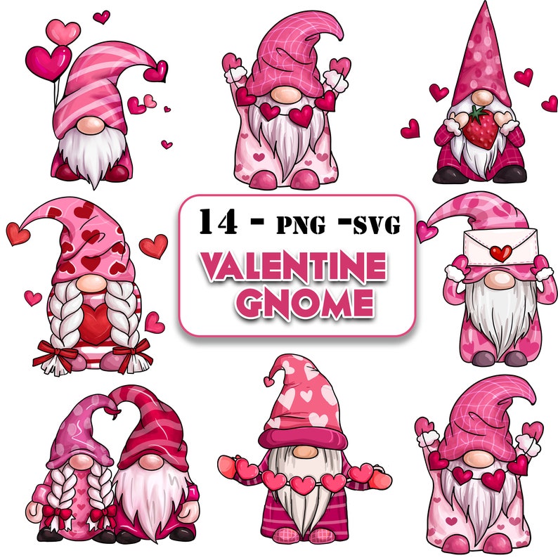 Valentine Gnomes SVG Bundle Valentine Gnomes Layered SVG - Etsy