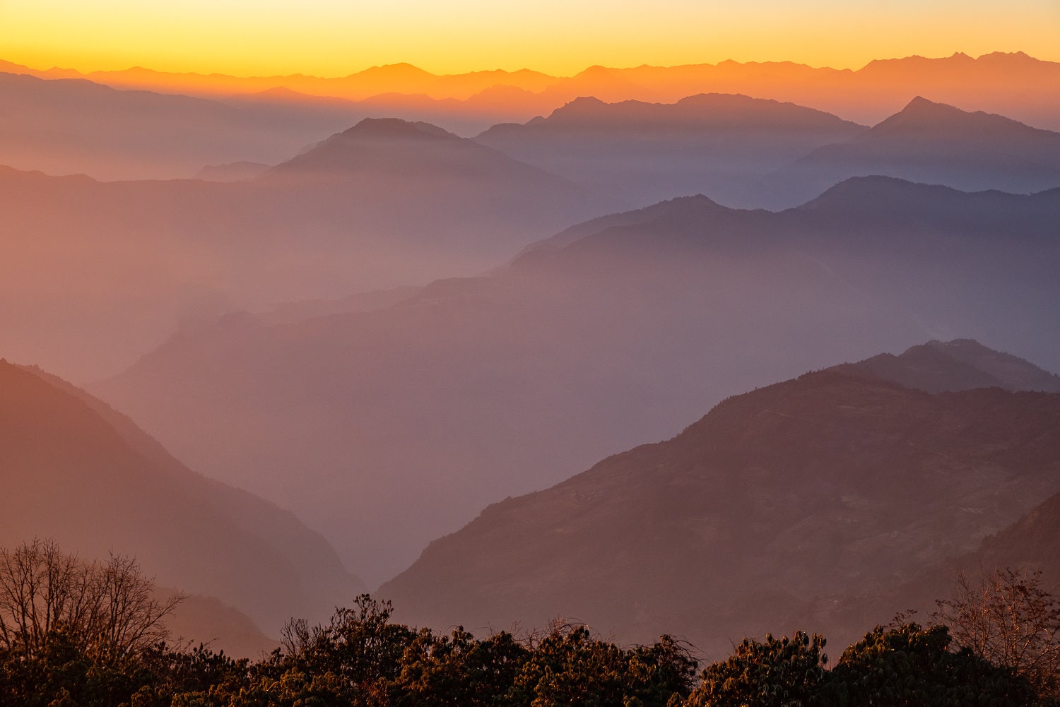 Stacked Mountain Ridges During Sunset Nepal | Travel Photography ...