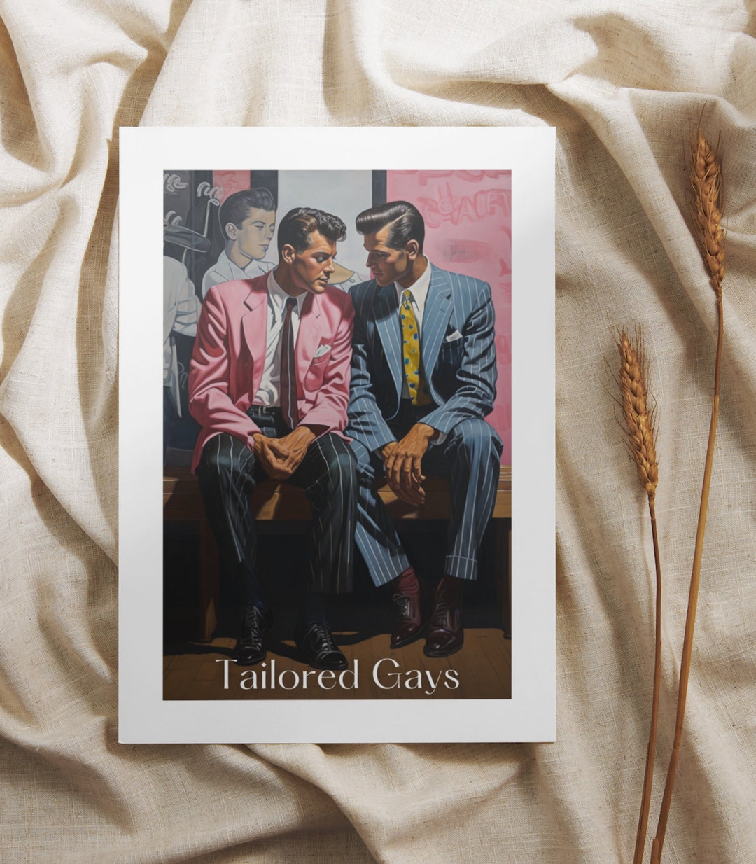 Tailored Gays Poster Print, Retro Illustration, LGBTQ, 1950's Men, Gay ...