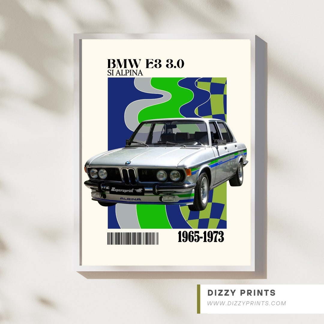 BMW E3 3.0 SI Alpina Car Poster Print Artwork Hanging Art Car ...
