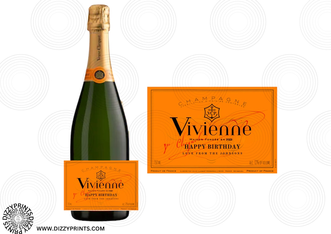 Yellow or Orange Label Brut Champagne Personalised Bottle Label - Etsy UK
