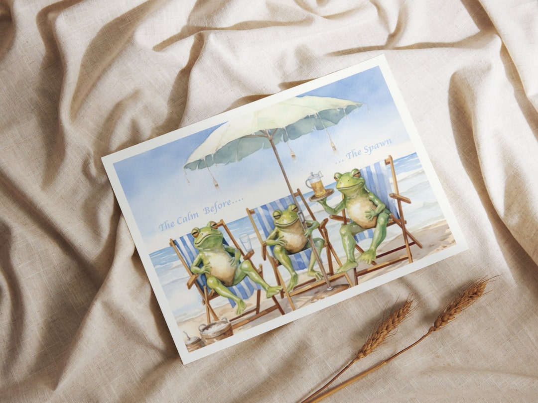 The 'frogs Day at the Beach' Poster Print Simple - Etsy