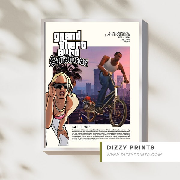 Grand Theft Auto San Andreas Poster - Etsy