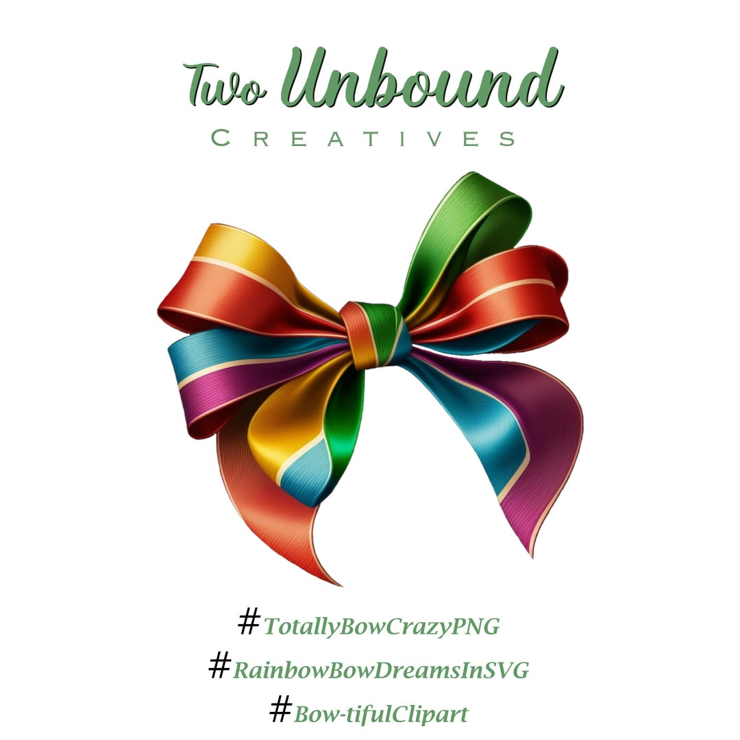 Digital Rainbow Fabric Bows Clipart PNG SVG 300 DPI for Sublimation ...