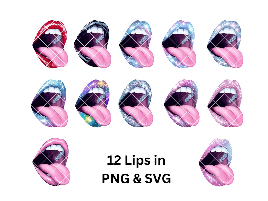 12 Open Mouth With Tongue Graphics | Lip Color Variations | PNG & SVG ...