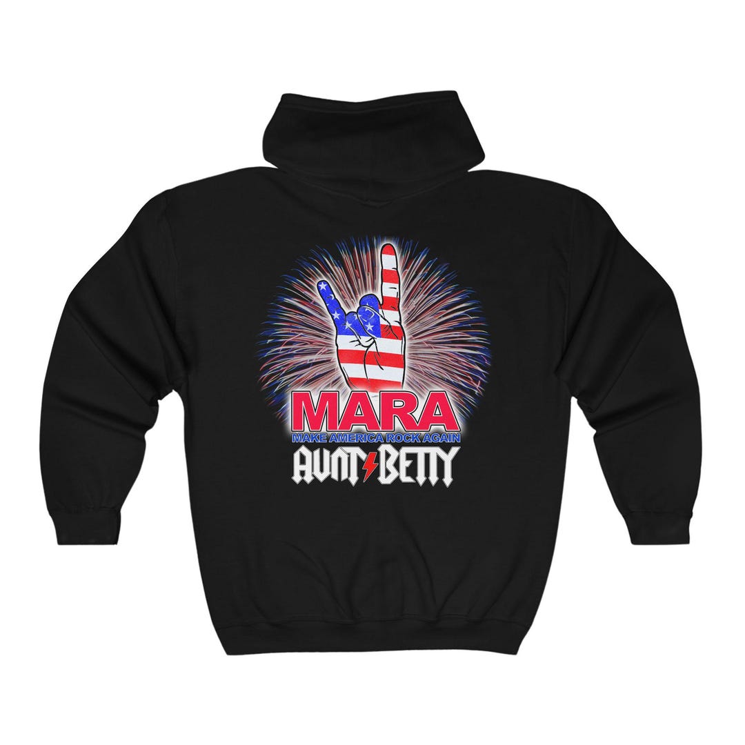 MARA 80's Rock Aunt Betty's Hoodie, Make America Rock Again, Full Zip ...