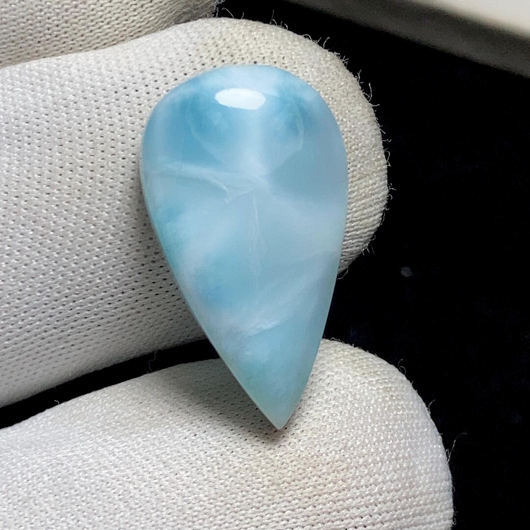 Impressive Patterns Soft Blues Dominican Larimar Cabochon, 18.00 Carat ...