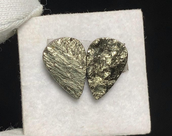 Impressive Patterns Pyrite Druzy Pair Cabochon, 10.20 Carat, 13 X 8 X ...