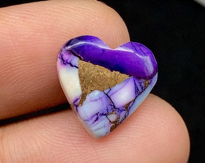 Purple Rose Dahlia Mohave Turquoise Cabochon, 13x13x3mm Heart Shape ...