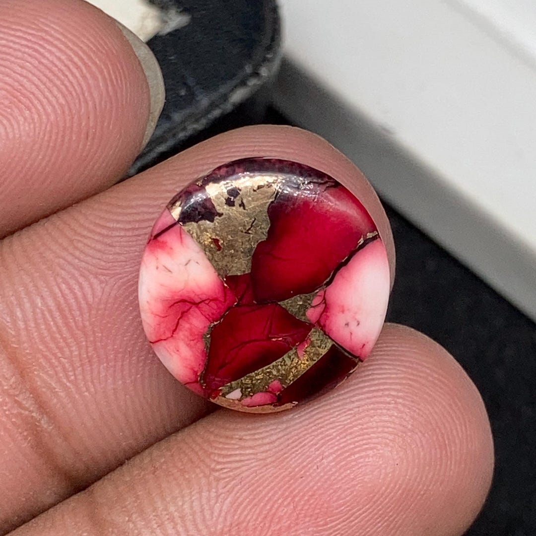 Premium Quality Red Rose Dahlia Mohave Turquoise Cabochon, 16x16x3mm ...