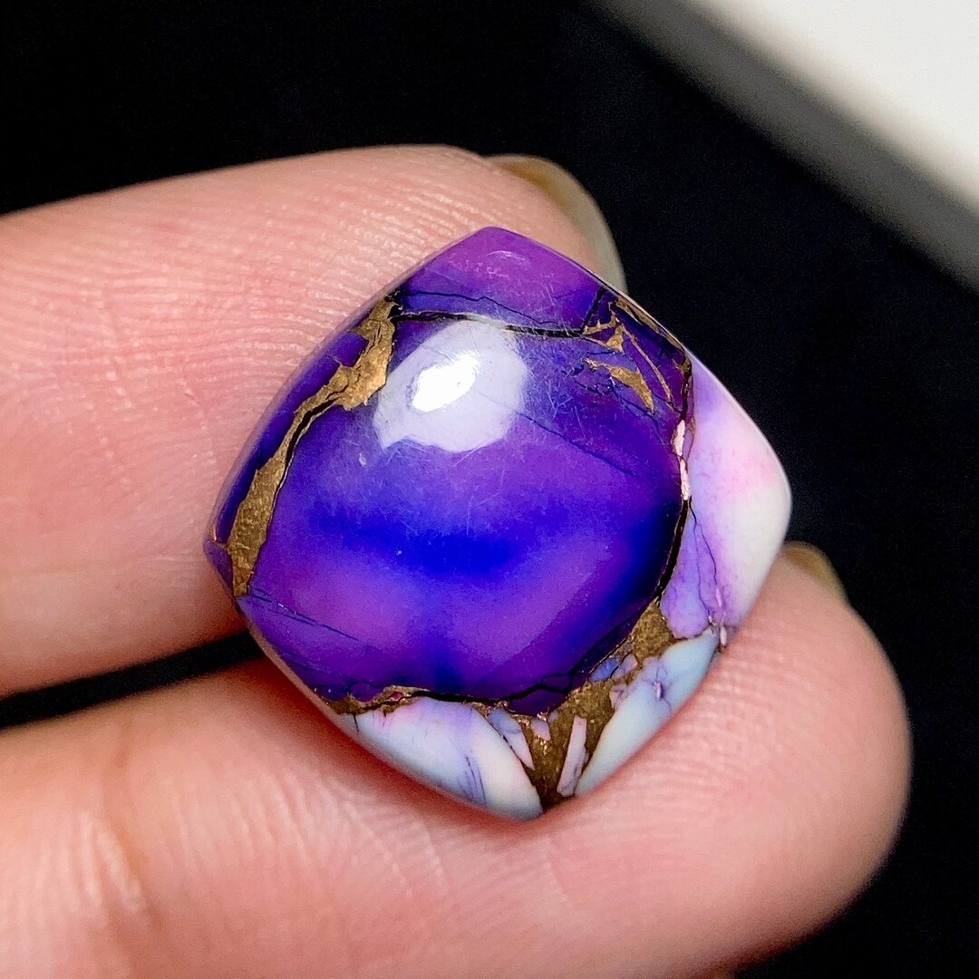 Purple Rose Dahlia Mohave Turquoise Cabochon, 15x15x4mm Cushion Shape 8 ...