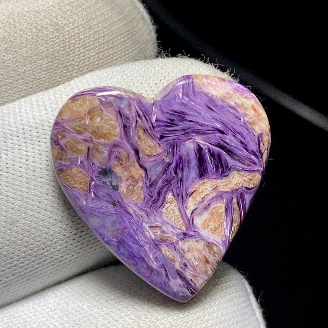 Swirling Pattern and Vibrant Purple Hues Charoite Cabochon, 25x25x5mm ...