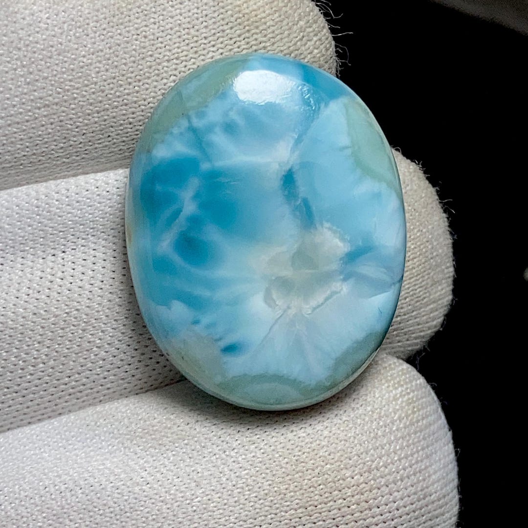 Impressive Patterns Soft Blues Dominican Larimar Cabochon, 32.10 Carat ...