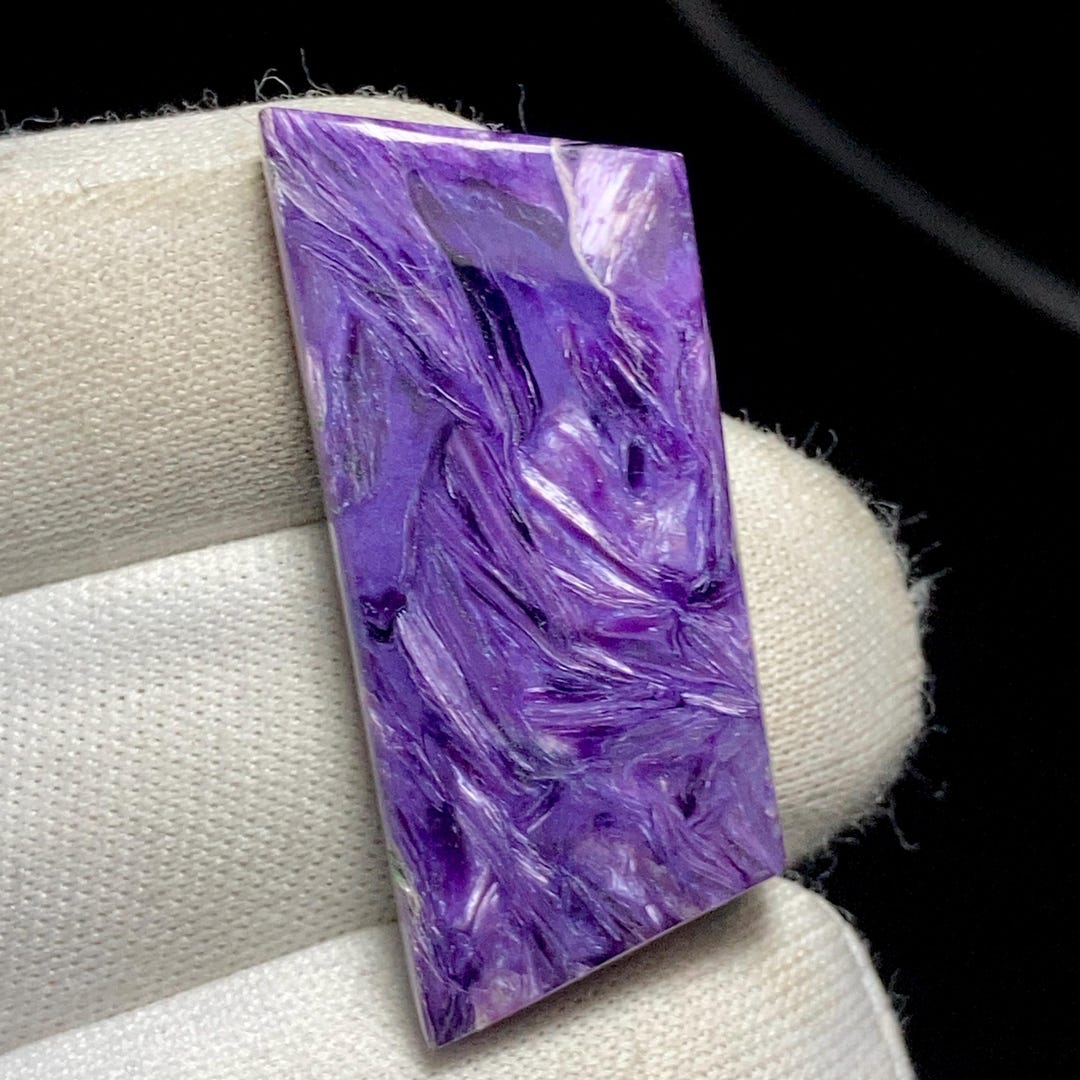 Swirling Pattern and Vibrant Purple Hues Charoite Cabochon, 35x15x5mm ...
