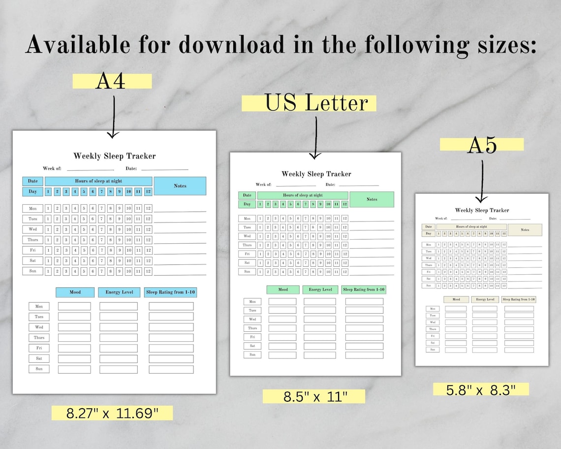 Sleep Tracker Printable, Printable Habit Tracker, Sleep Log, Weekly ...
