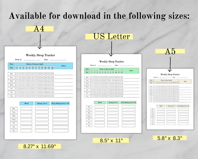 Sleep Tracker Printable, Printable Habit Tracker, Sleep Log, Weekly ...