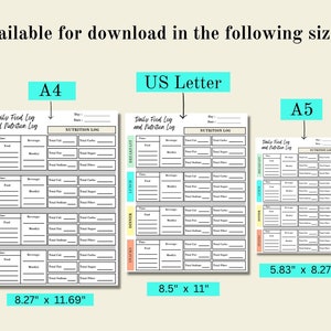 Printable Daily Food Log, Daily Food Log, Nutrition Log, Food Tracker ...