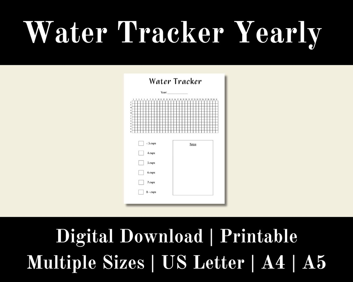 Water Tracker Printable Blank, Hydration Tracker, Habit Tracker, Water ...