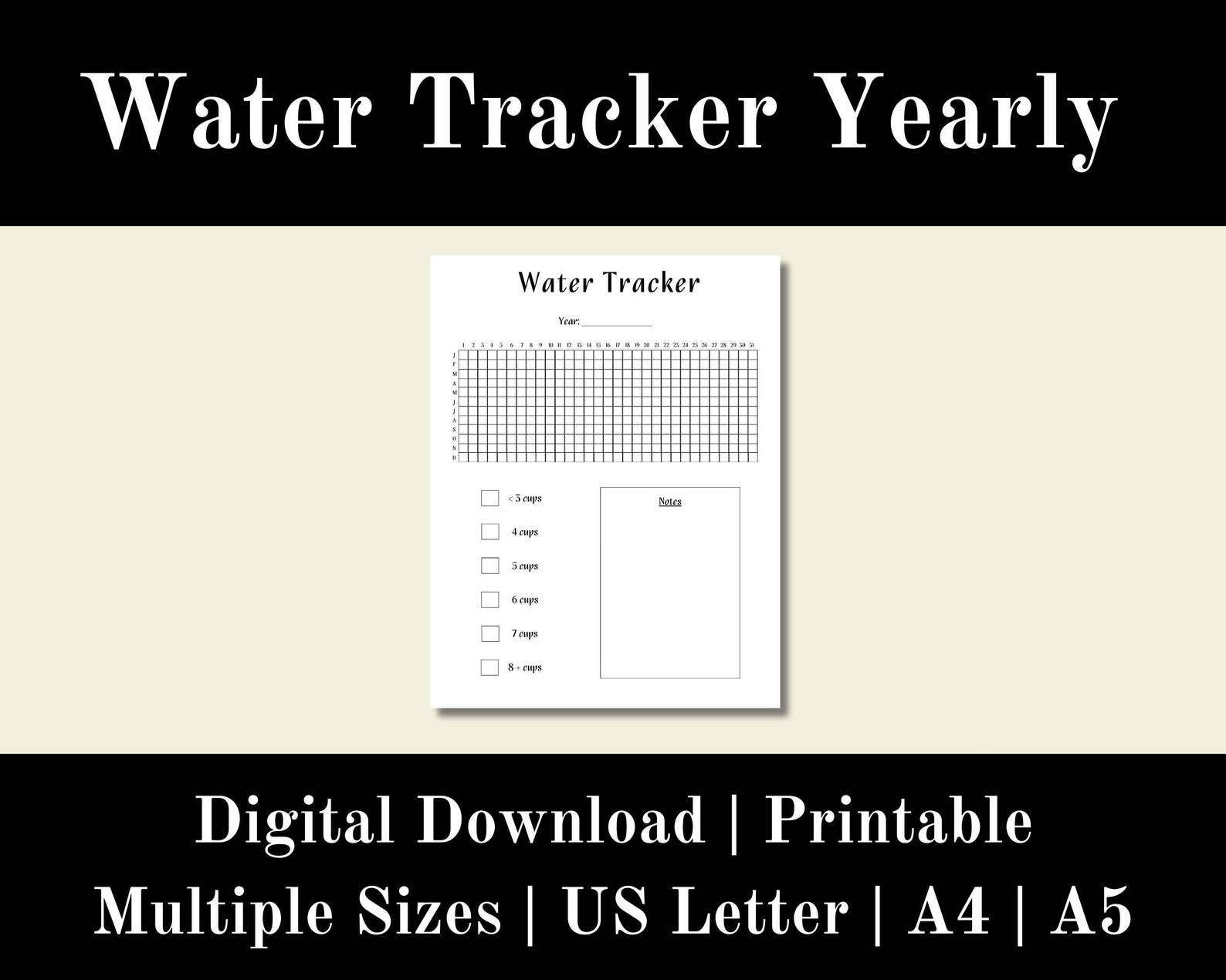 Water Tracker Printable Blank, Hydration Tracker, Habit Tracker, Water ...