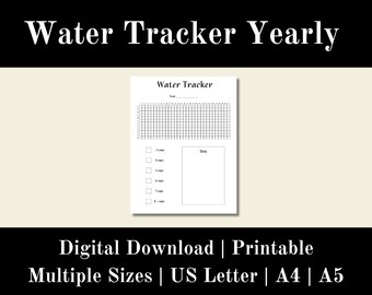 Blank Water Tracker Printable, Hydration Tracker, Habit Tracker, Water ...