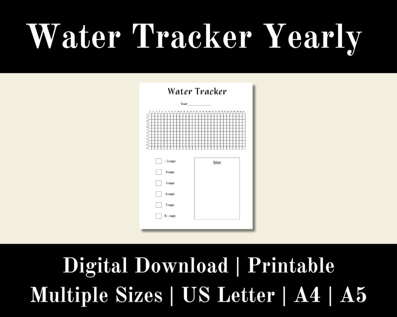 Water Tracker Printable Blank, Hydration Tracker, Habit Tracker, Water ...