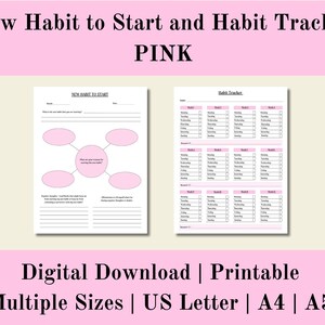Pink Monthly Habit Tracker Printable, Weekly Tracker Digital, Habit ...