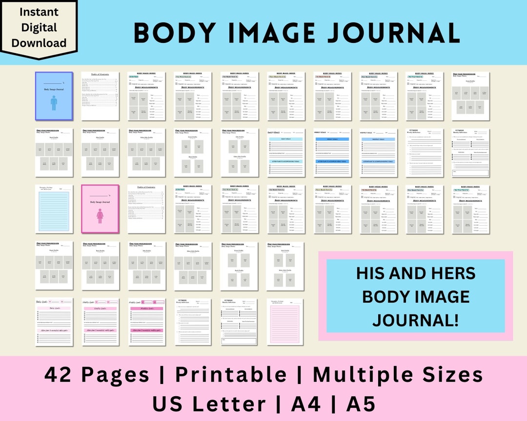 2024 Body Image Journal, Men's and Women's, Body Measurement Tracker ...