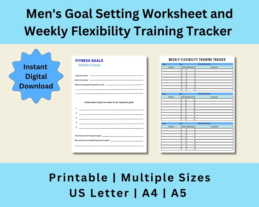 Weekly Flexibility Training Tracker Printable, Goal Setting Worksheet ...