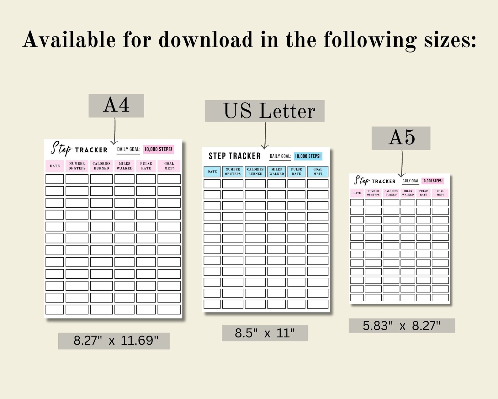 Step Tracker Printable, Daily Step Log Printable, Fitness Tracker ...