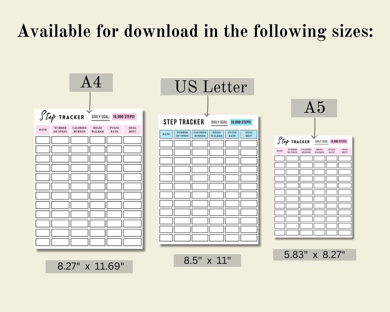 Step Tracker Printable, Daily Step Log Printable, Fitness Tracker ...