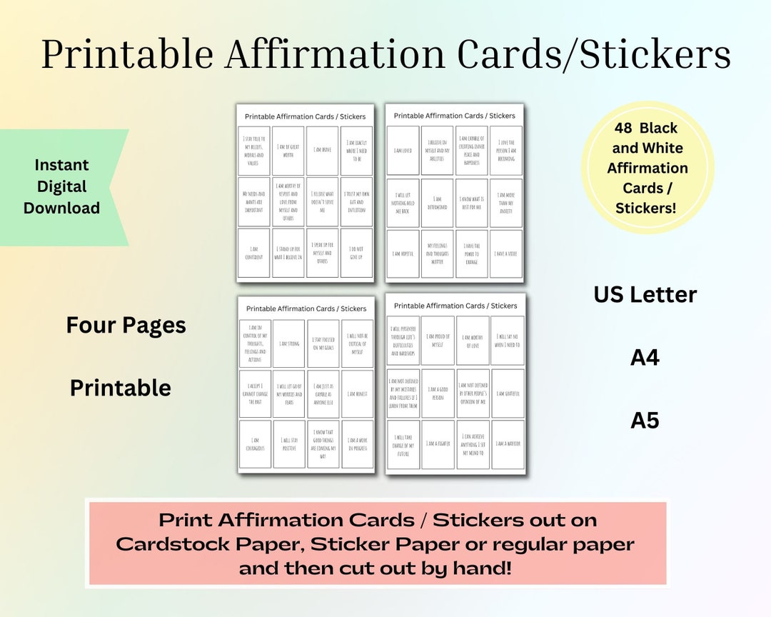 Affirmation Printables, Printable Affirmation Cards, Printable ...