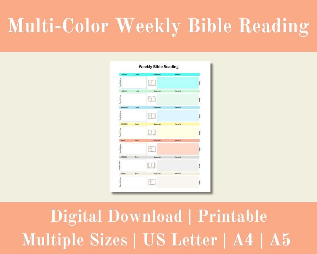 Weekly Bible Reading, Bible Reading Tracker, Printable Weekly Bible ...