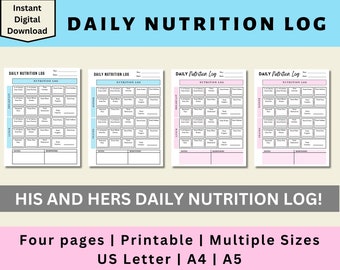 Daily Food Log, Printable Daily Food Log, Meal Tracker, Food Tracker ...