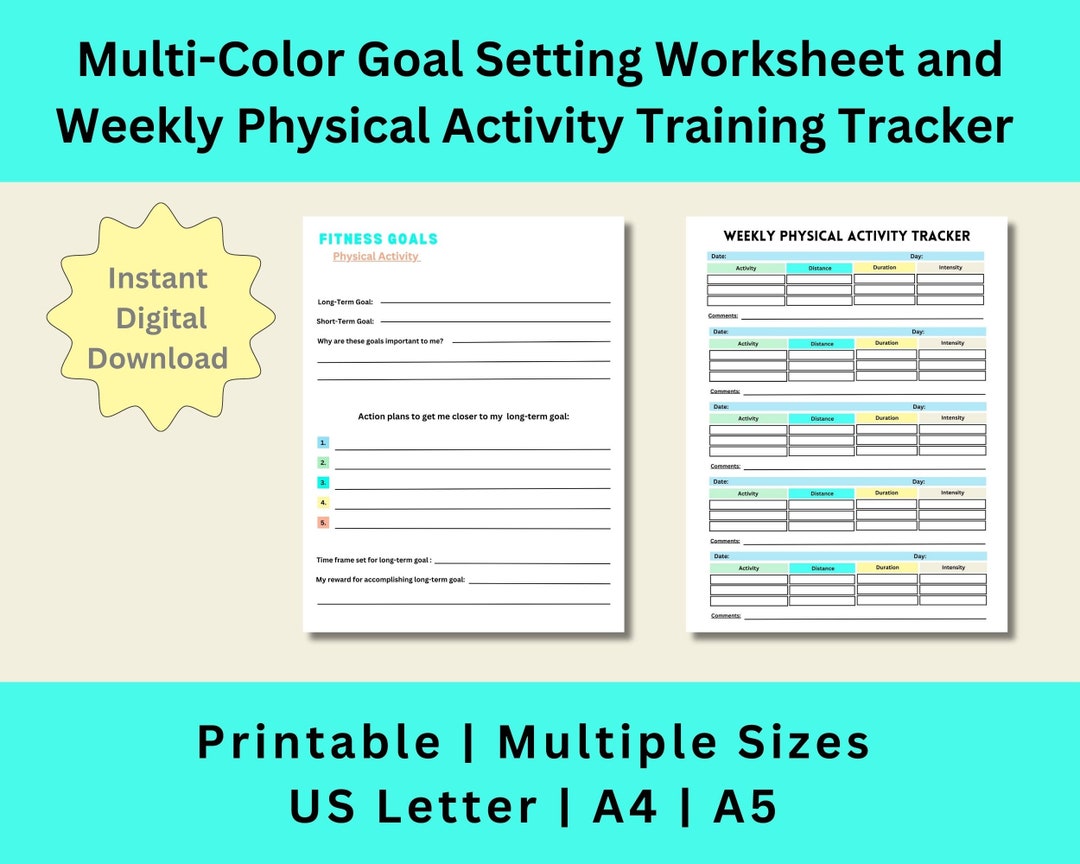 Goal Setting Worksheet, Weekly Physical Activity Training Tracker ...